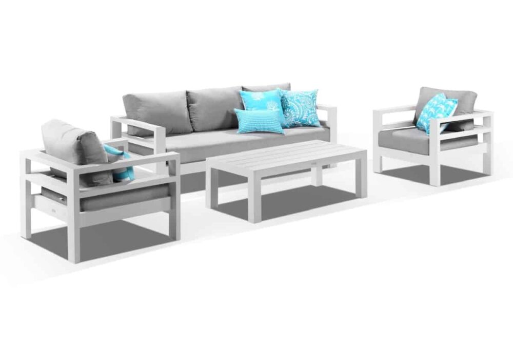 Coast White 3-Seater Lounge Set | Sunbrella | Modern Style