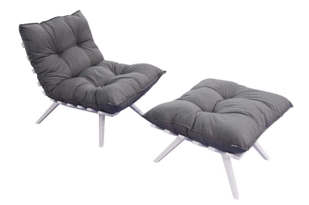 Fishbone Chair and Stool White/Charcoal - Modern Style