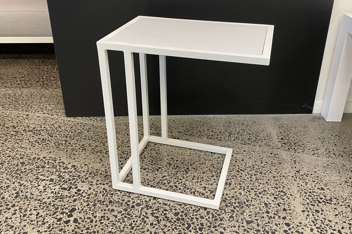Side Table White with Ceramic Top - Modern Style