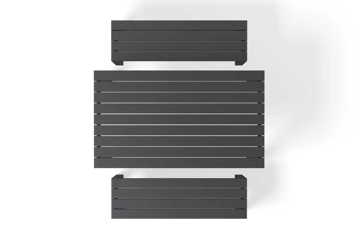 Cove Table 165cm with 2 Bench Seats - Charcoal - Modern Style