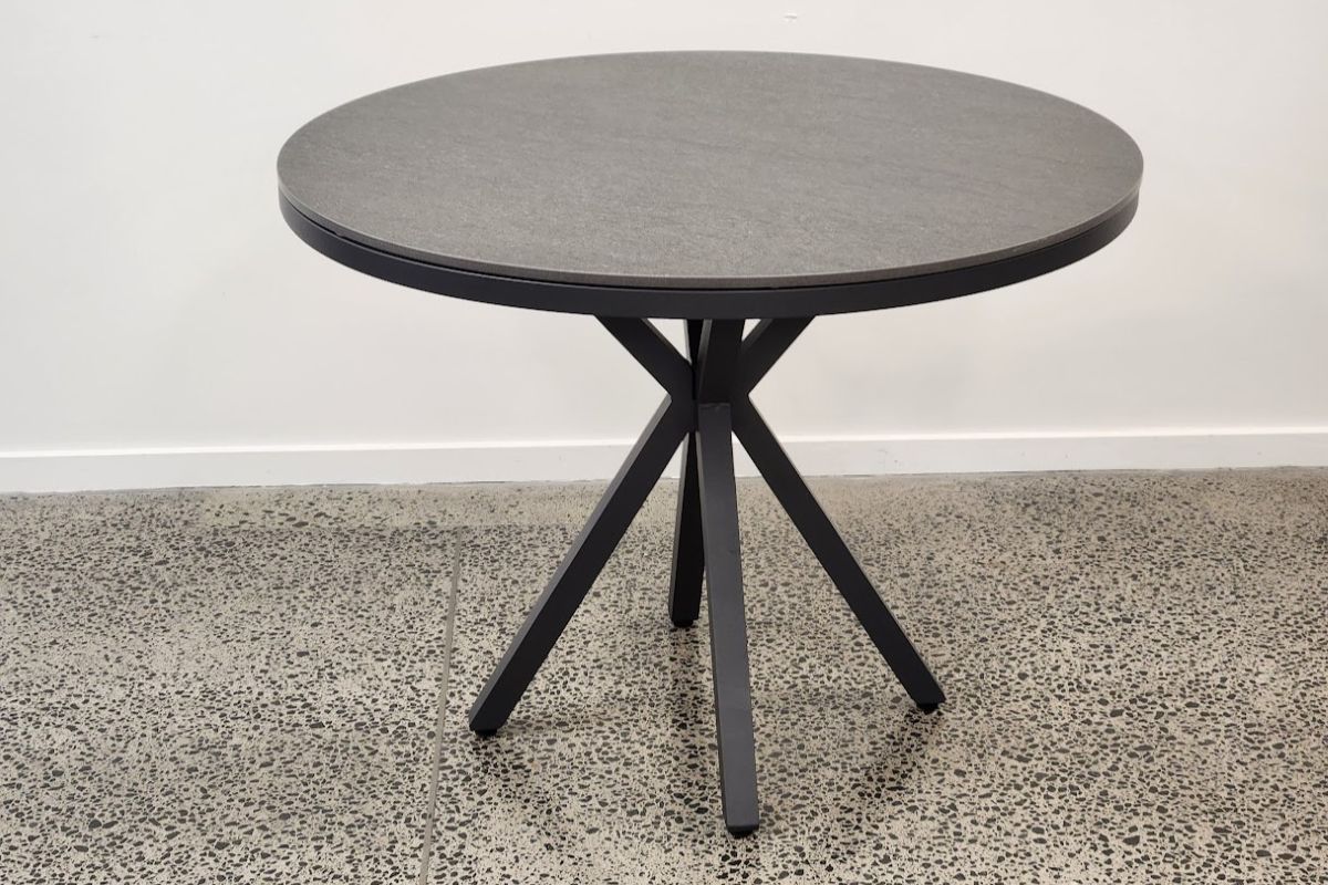 Round Outdoor Dining Table | Ceramic Charcoal | Modern Style