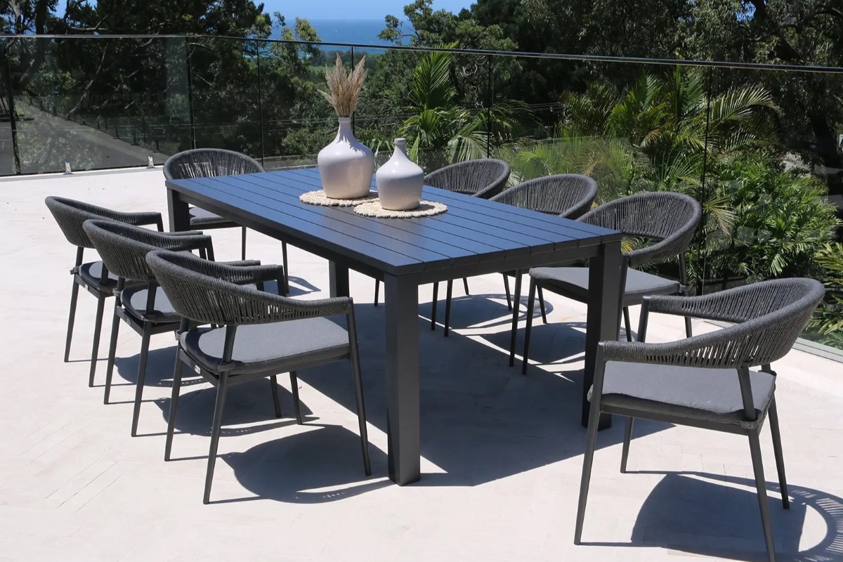 Cove Table 220cm & Cove Chairs 9Pc Dining Set | Modern Style