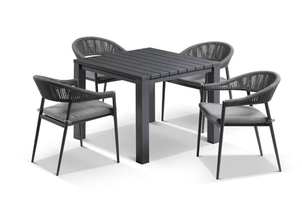 Cove Table 95cm With Cove Chairs 5-Pc Dining Set | Modern Style