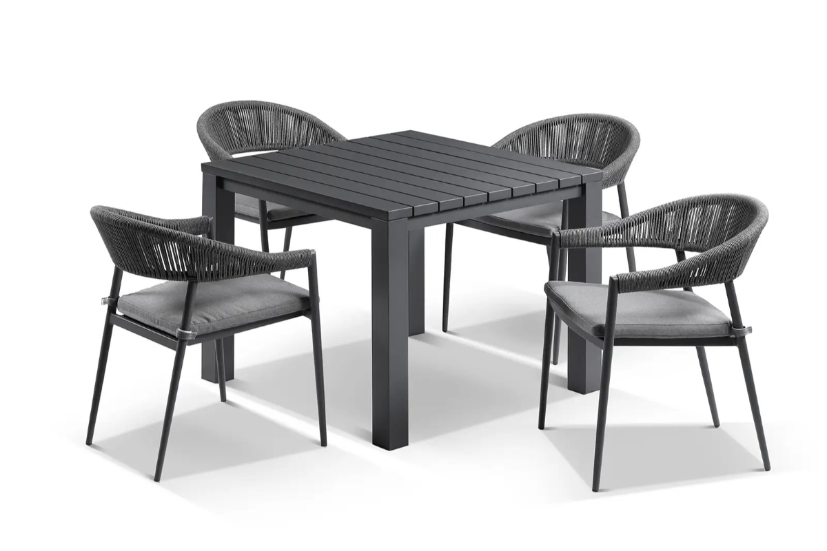 Cove Table 95cm With Cove Chairs 5-Pc Dining Set | Modern Style
