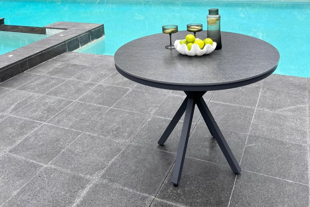 Round Outdoor Dining Table | Ceramic Charcoal | Modern Style