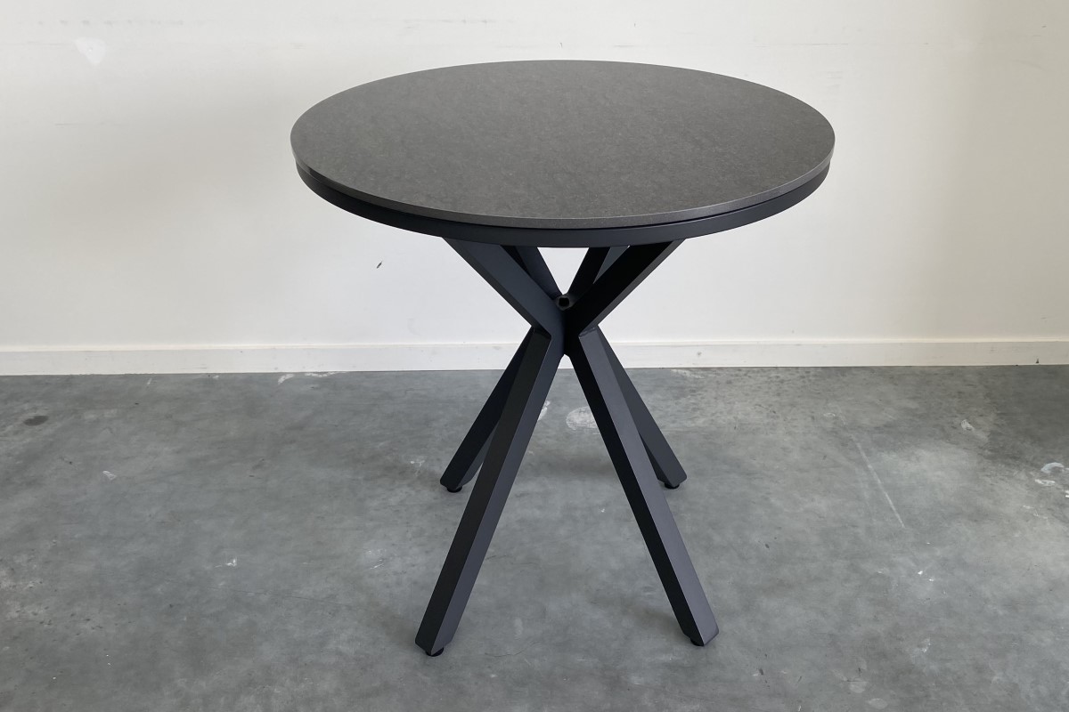 Cove Round Ceramic Table with Cape Chairs 3pc Set - Charcoal - Modern Style