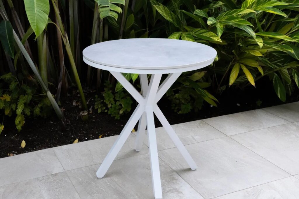 Ceramic Outdoor Bistro Table 72 cm In White | Modern Style