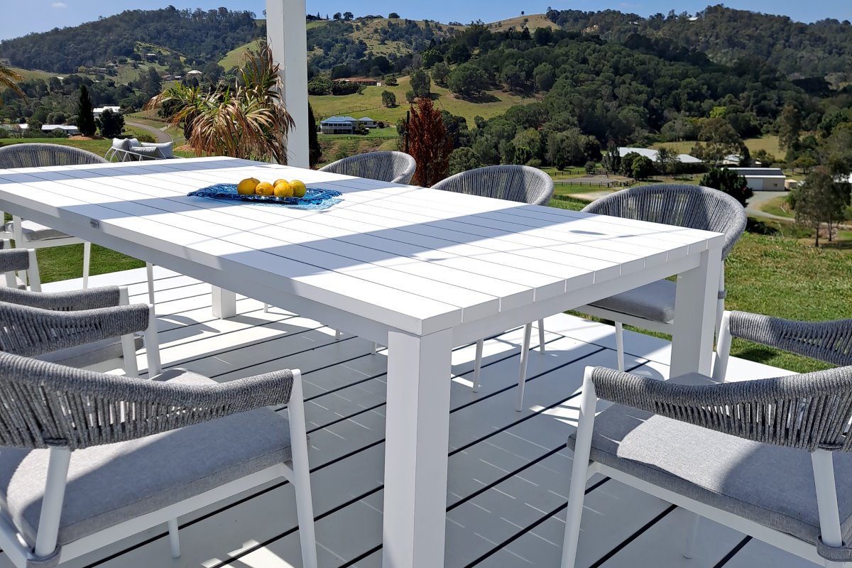 White Outdoor Dining Table | Cove Range | Modern Style