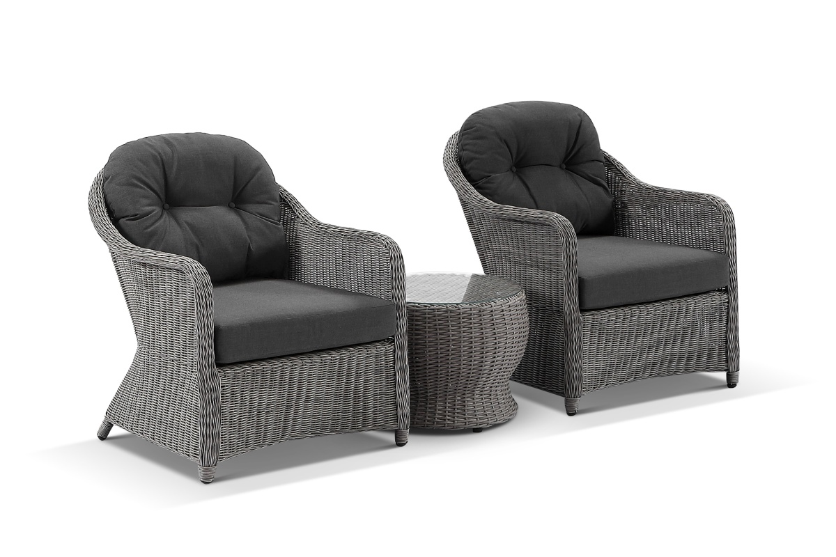 Hampton Rattan Outdoor Chair Set | Grey | Modern Style